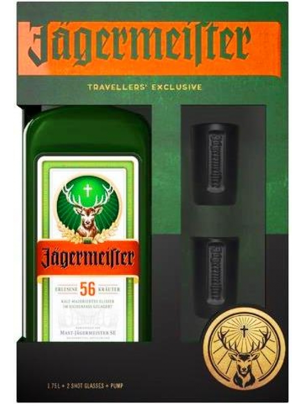 Ликер Jagermeister 1,75л Party Pack. Купить Егермейстер 1,75л + 2 шота ...